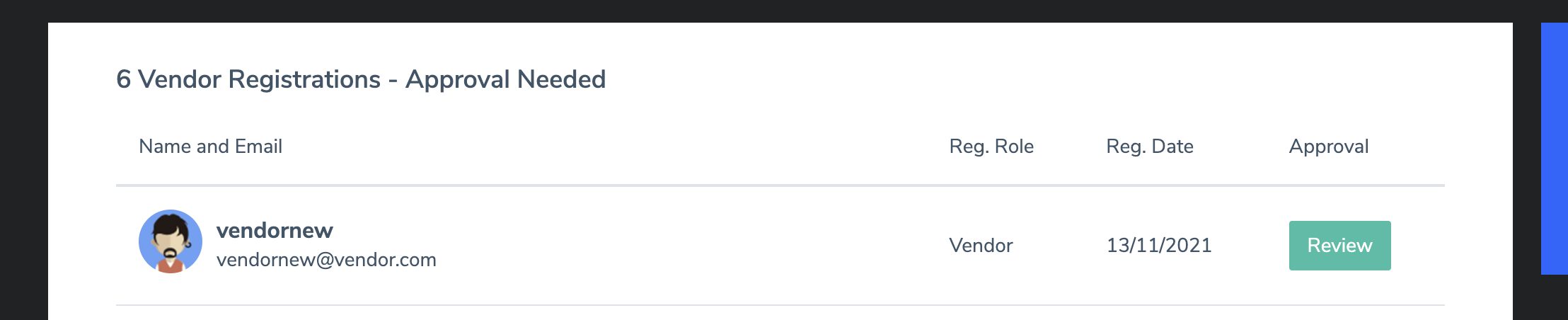 Vendor Registration & Approval - MarketKing