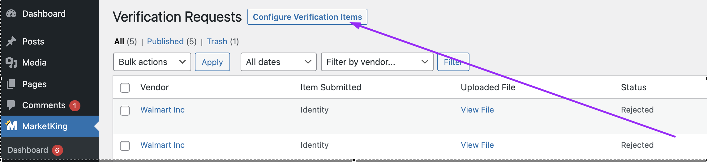 Vendor Verification - MarketKing