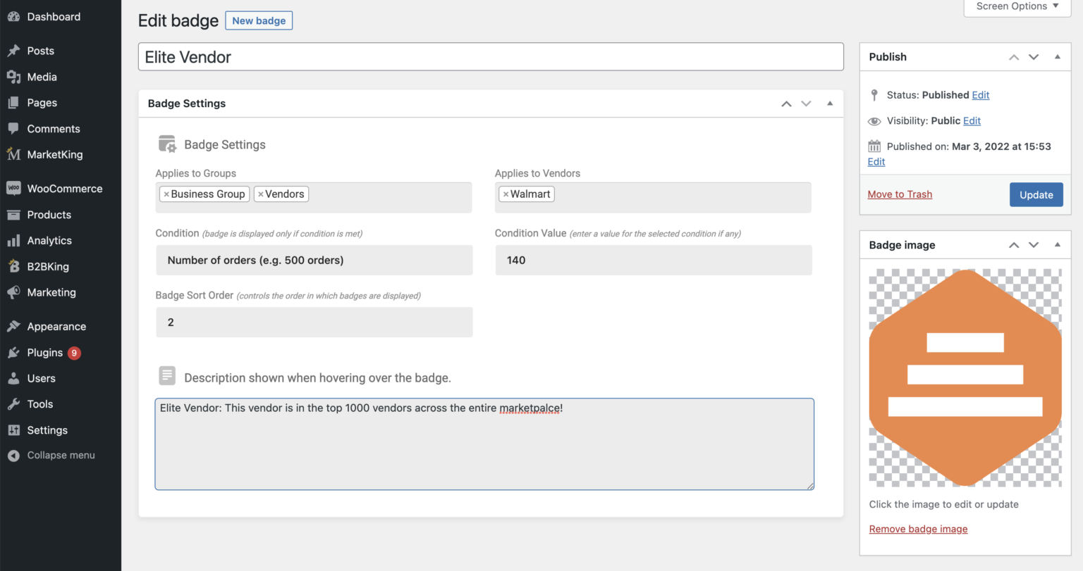 Vendor Badges & Achievements - MarketKing