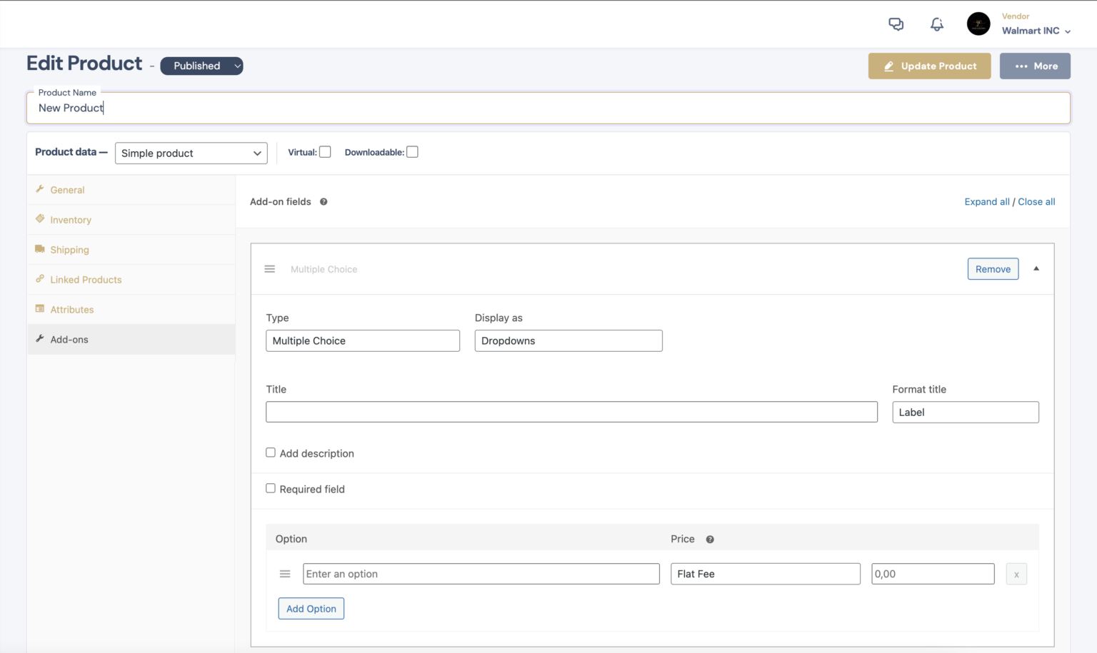 Product Add-ons / Extra Options - MarketKing